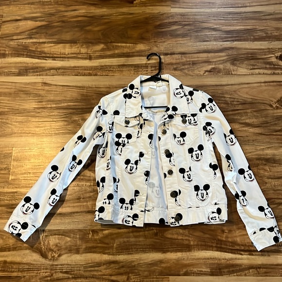 Disney | Jackets & Coats | Mickey Mouse White Denim Jacket Disney ...
